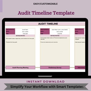 Audit Timeline Template – Digital Download, Editable Google Sheets for ...