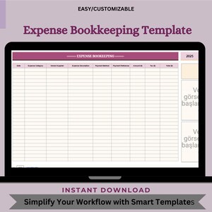 Expense Bookkeeping Template – Digital Download, Editable Google Sheets ...