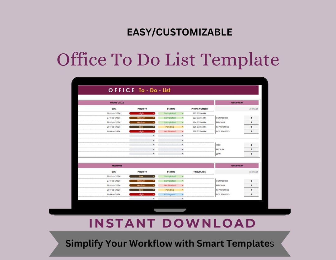 Office To-do List Template, Office to Do List, Office Calendar, Office ...