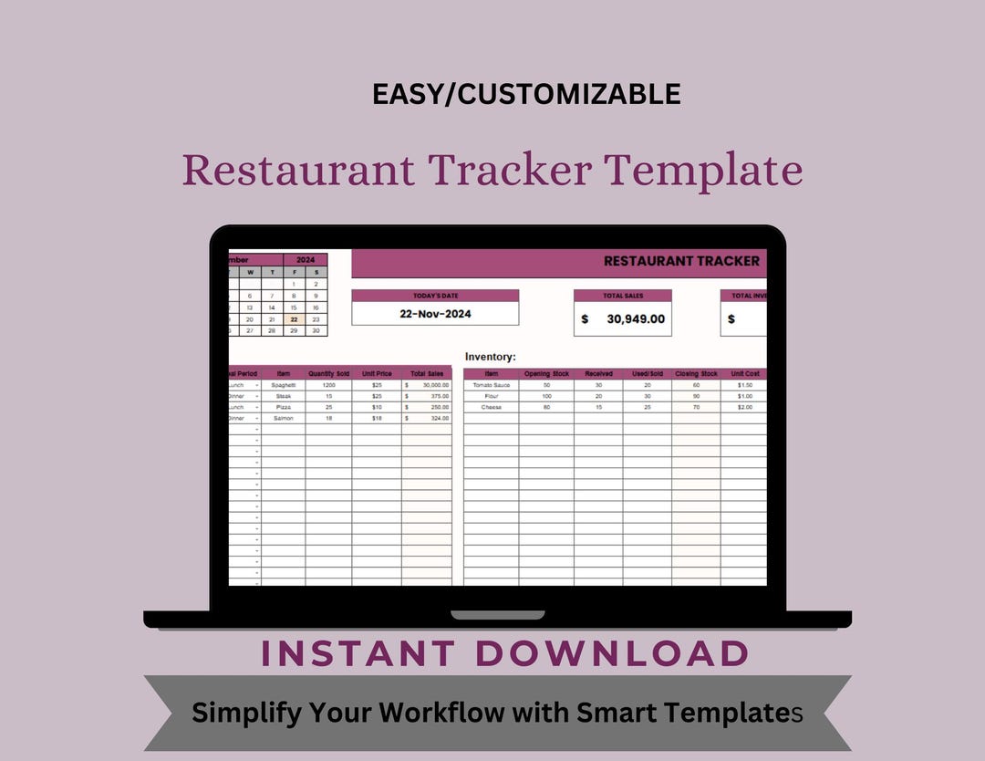 Restaurant Tracker Template, Editable Google Sheets, Digital Download ...