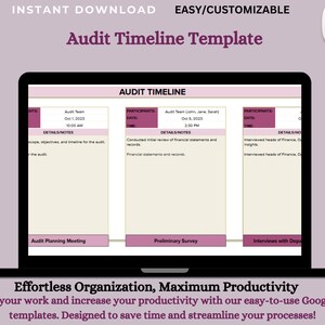 Audit Timeline Template – Digital Download, Editable Google Sheets for ...