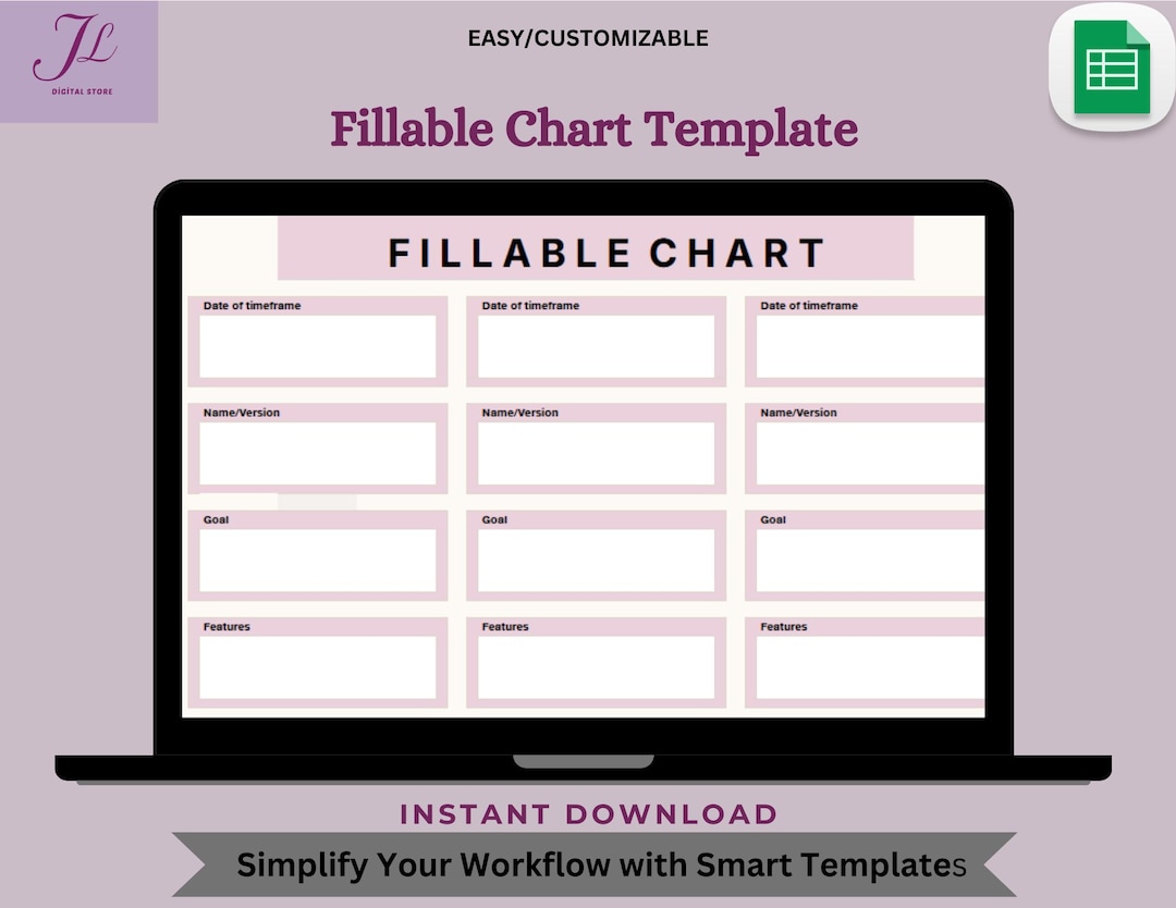 Fillable Chart Template – Editable Google Sheets, Digital Download for ...