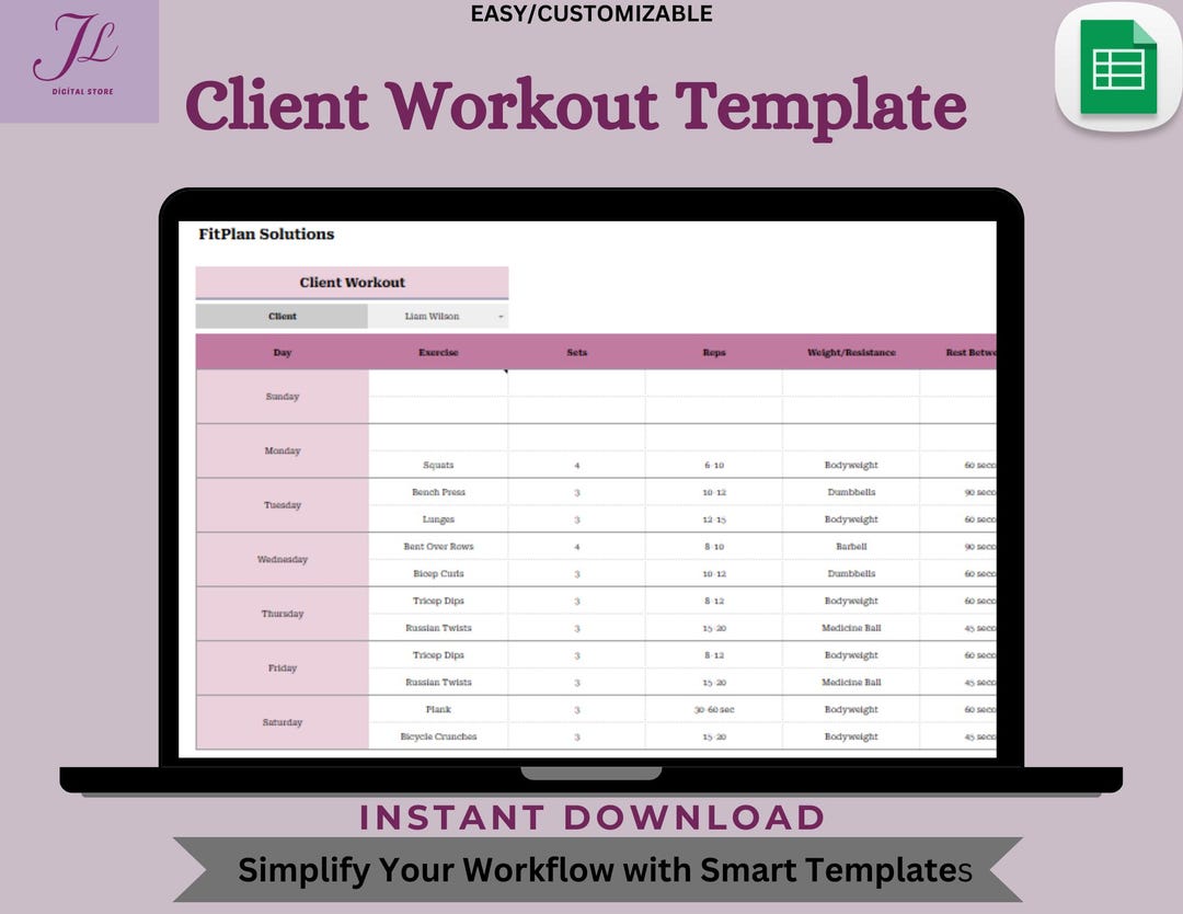 Client Workout Template, Workout Plans, Client Management, Workout ...