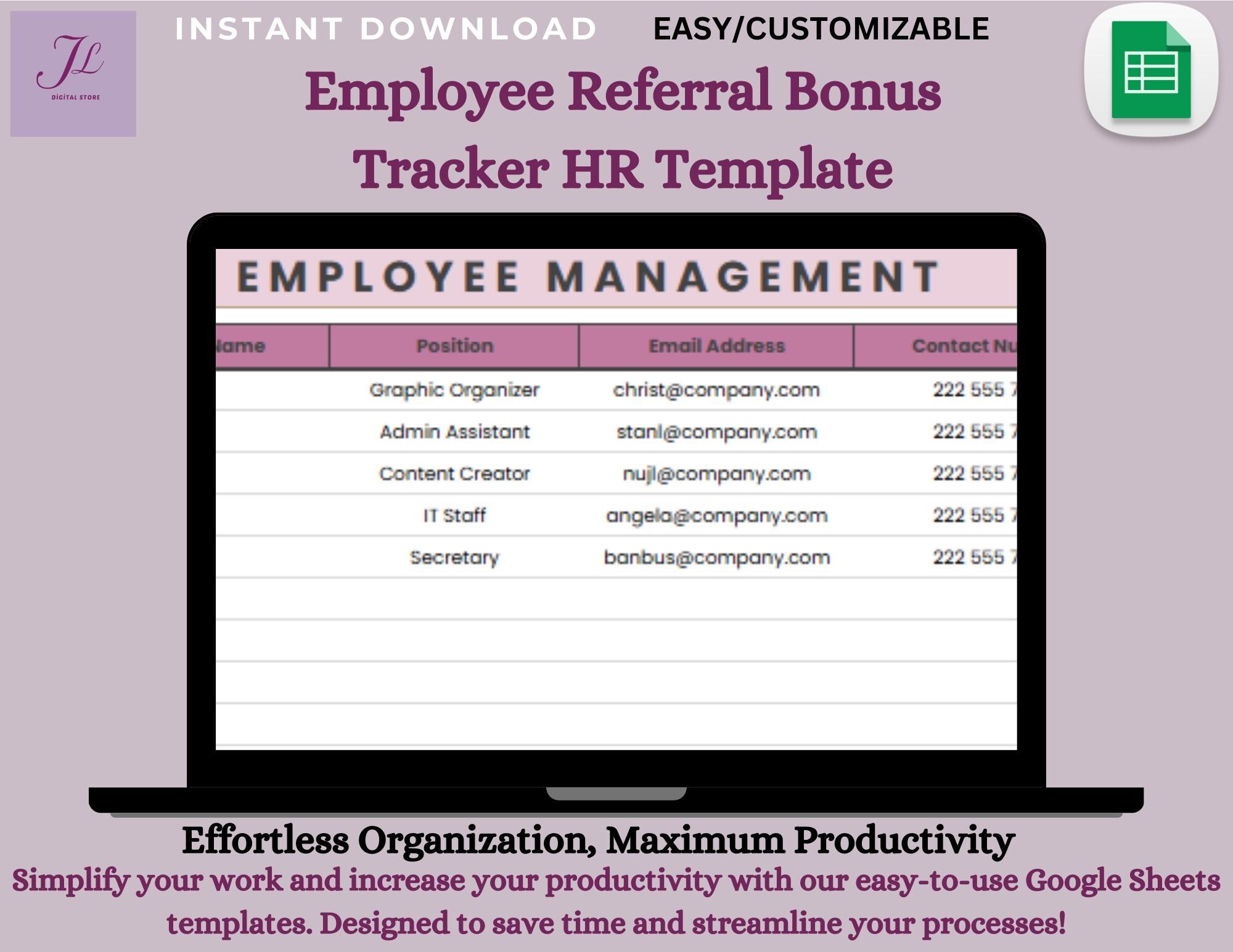 Employee Referral Bonus Tracker HR Template, Employee Referral,referral ...