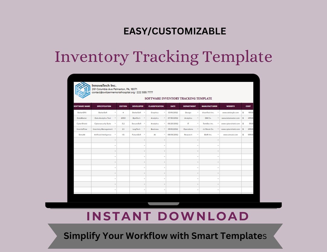Inventory Templates, Inventory Template, Product Tracking, Inventory ...