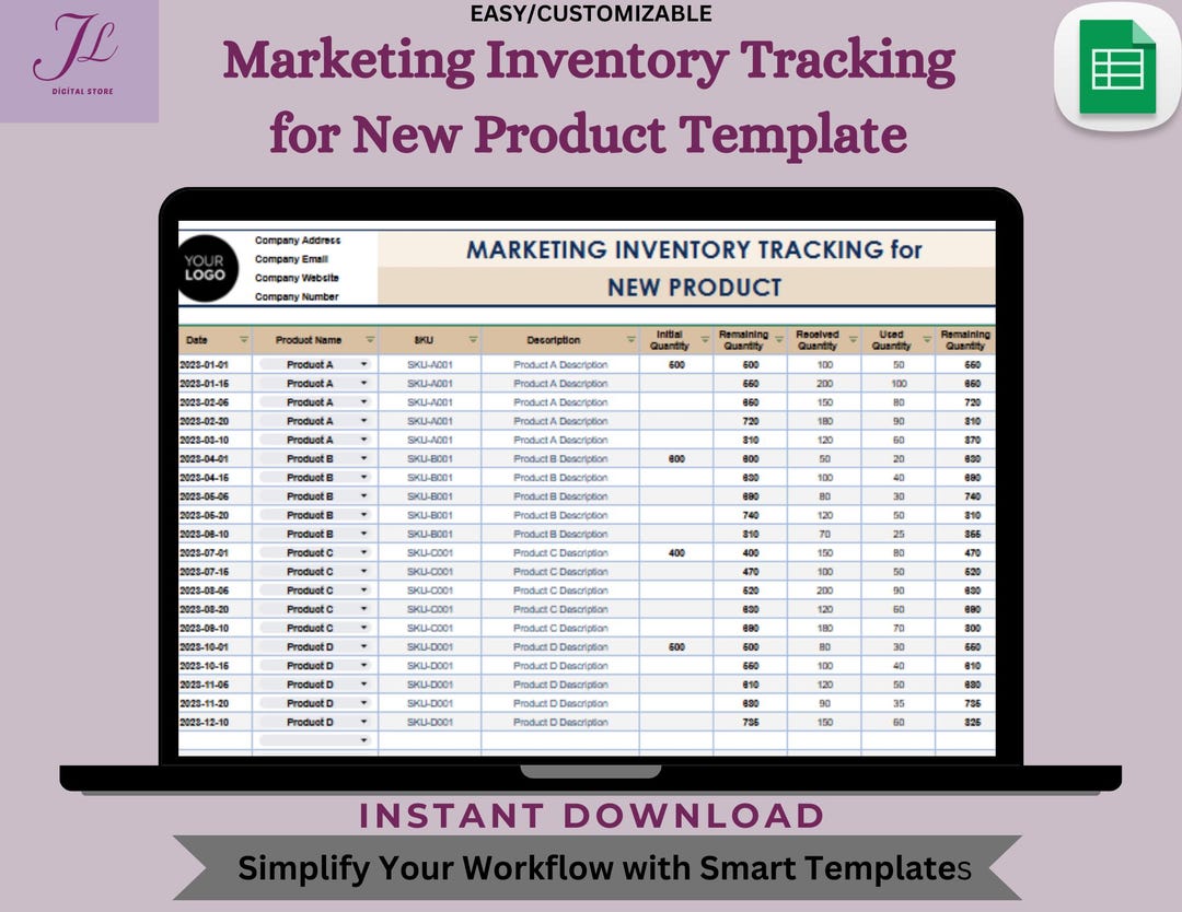 Marketing Inventory Tracker: New Product Google Sheets Template ...