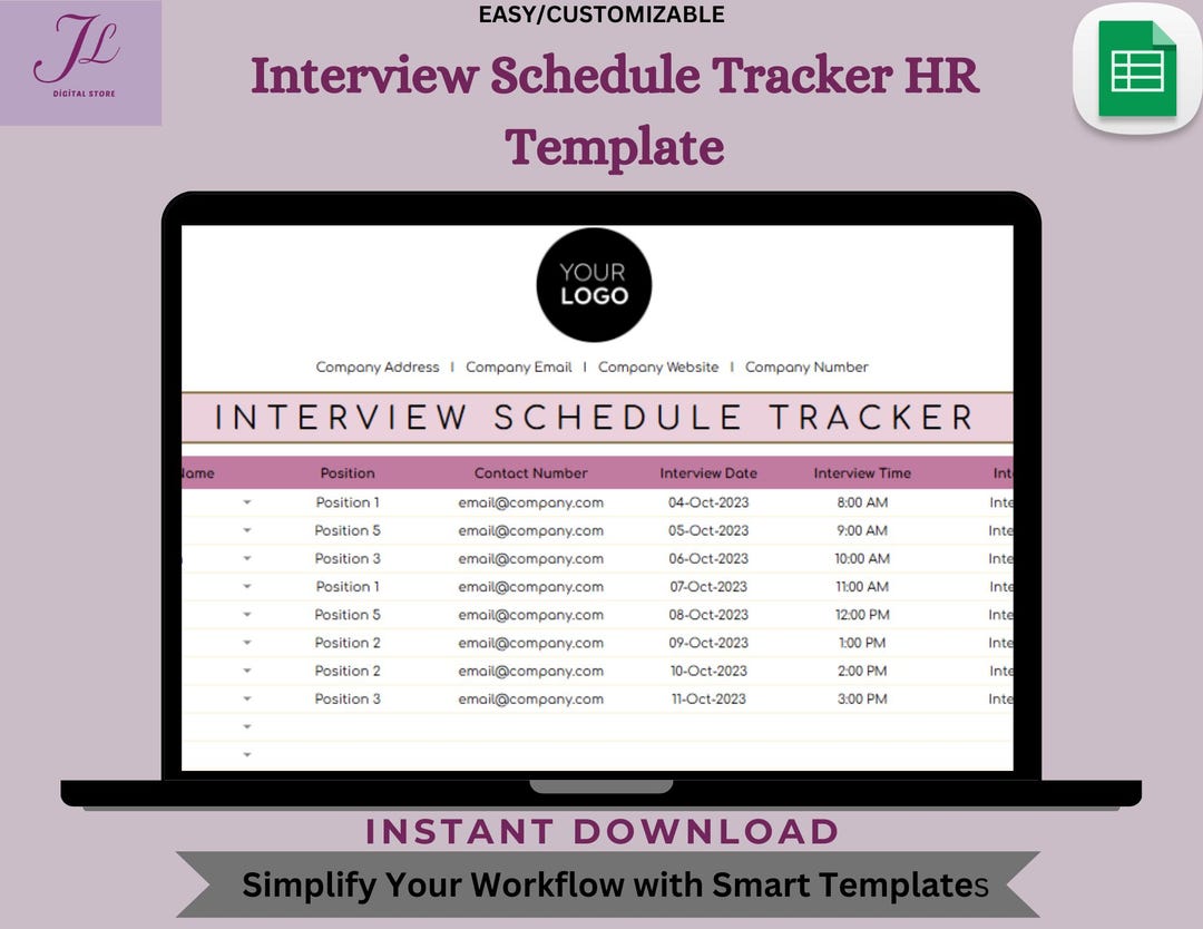 Interview Schedule Tracker HR Template: Editable Google Sheets (digital ...