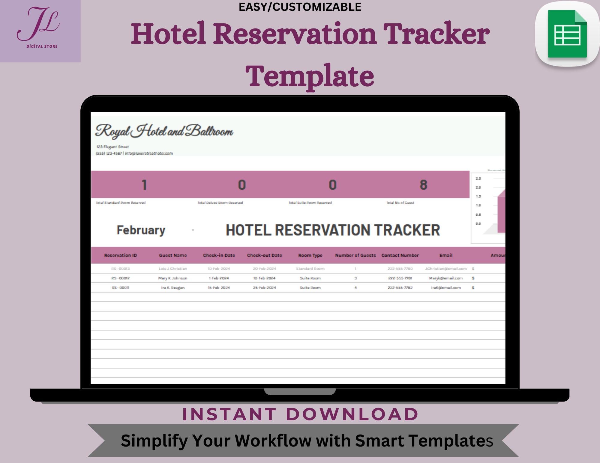 Hotel Reservation Tracker Template: Google Sheets Booking Calendar (digital Download - Etsy