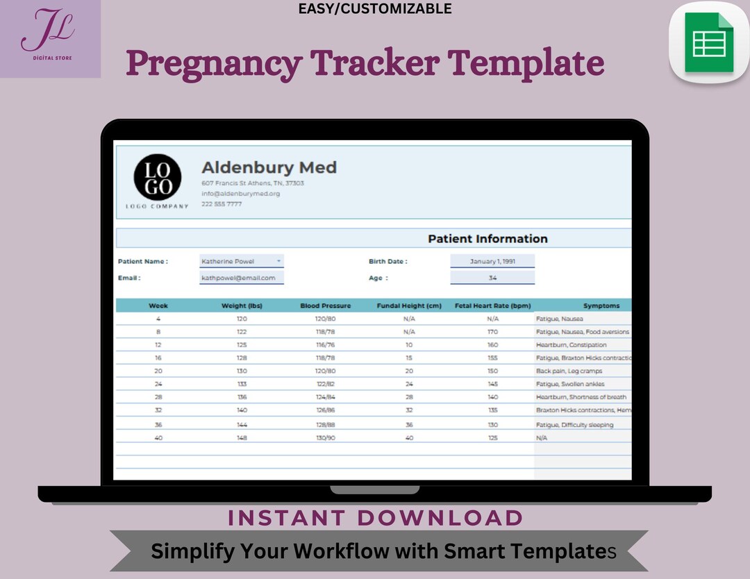 Pregnancy Tracker Template: Editable Google Sheets (digital Download ...