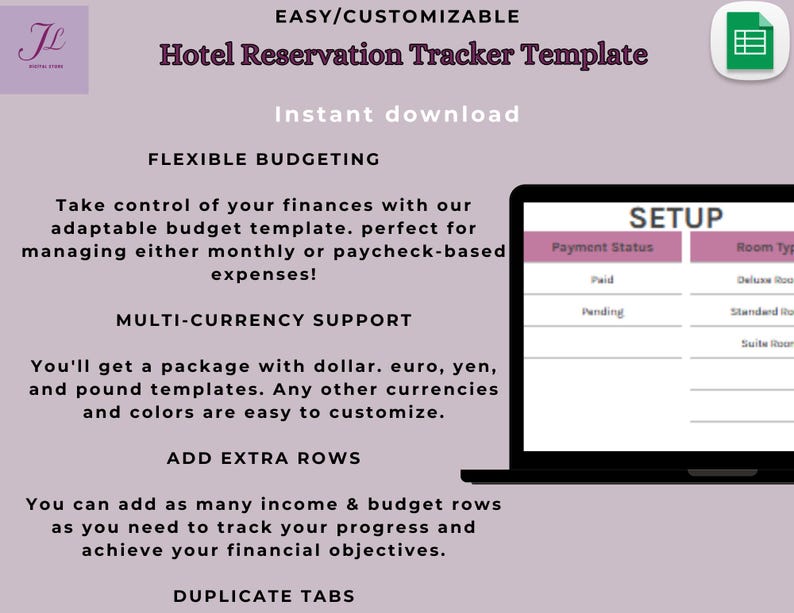 Hotel Reservation Tracker Template: Google Sheets Booking Calendar (digital Download - Etsy
