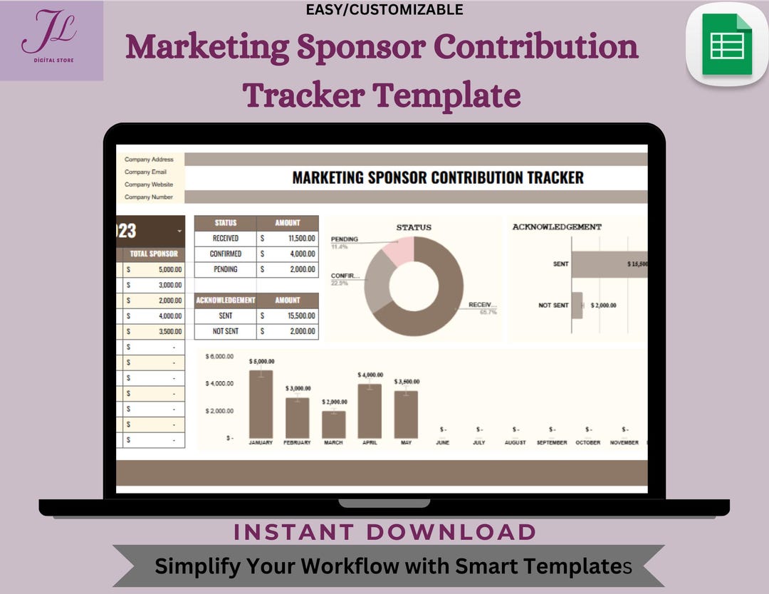 Marketing Sponsor Contribution Tracker Template, Sponsor Contribution ...