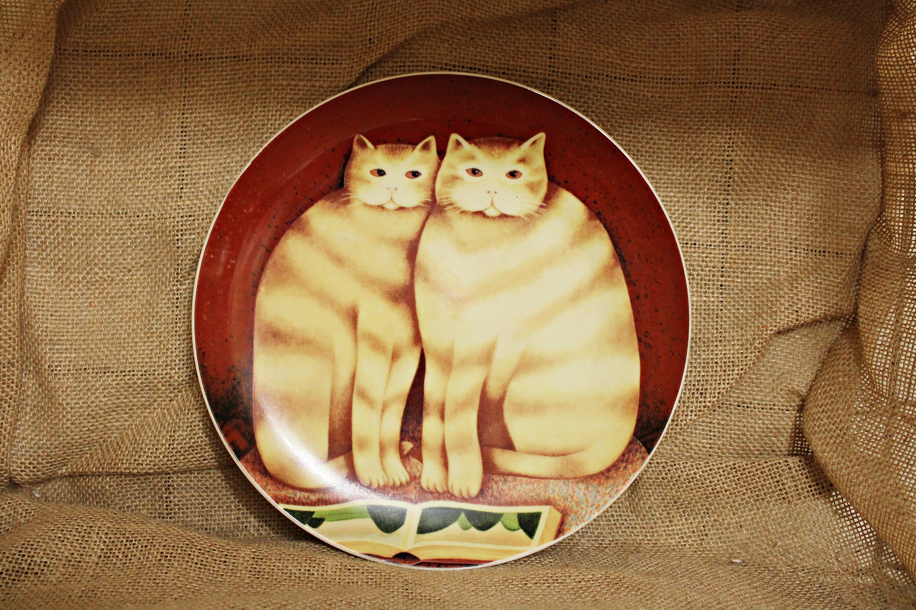 Dept 56 Francesca and Gordon Cat Plate, Martin Leman, Orange Tabby ...