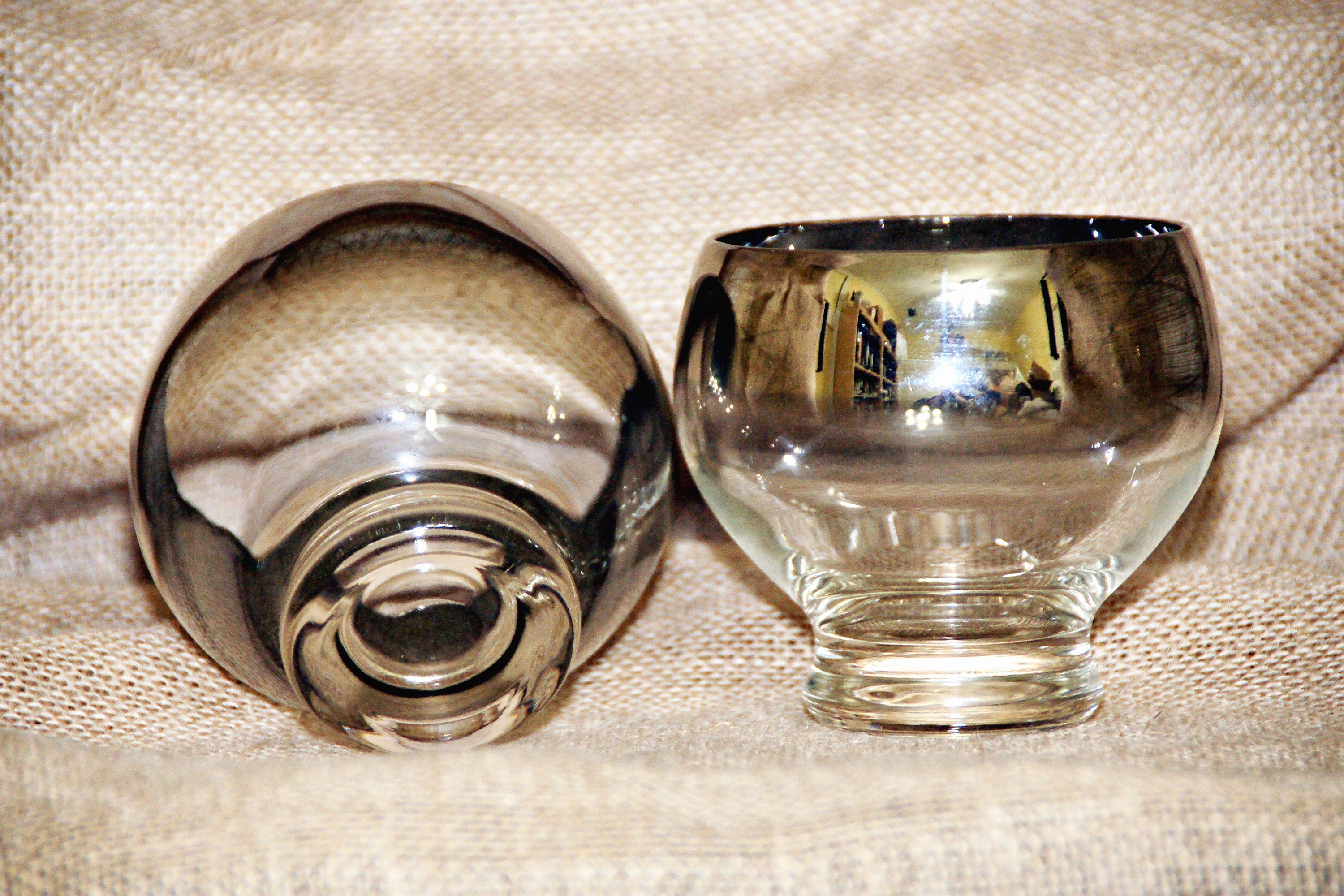 Metallic Rim Footed Rocks Glasses Pair Set of 2 Heavy Glass - Etsy