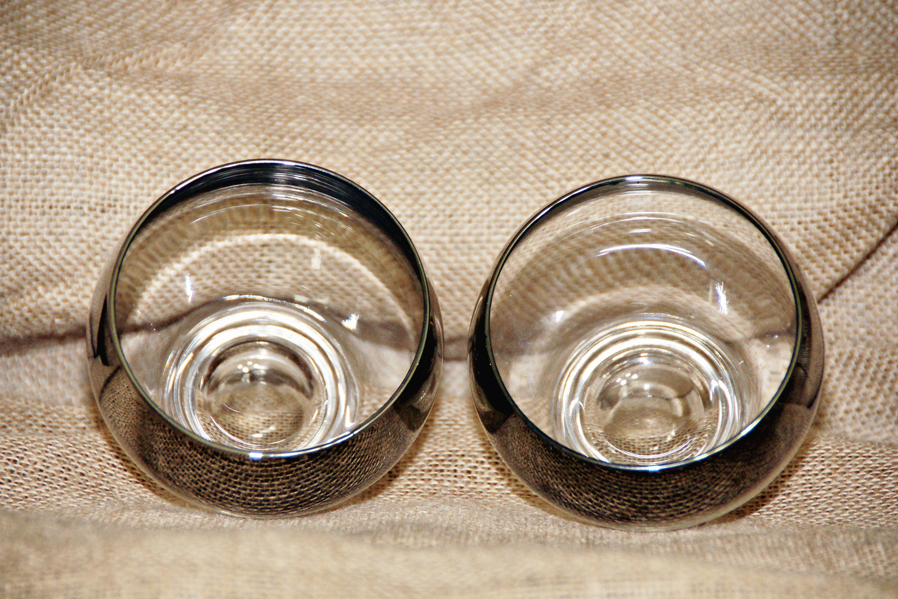 Metallic Rim Footed Rocks Glasses Pair Set of 2 Heavy Glass - Etsy