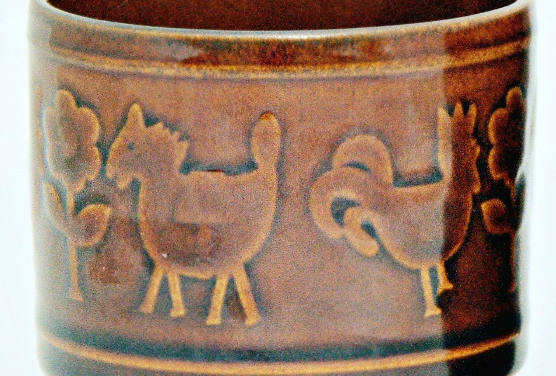 Farm Animals Stacking Mug, Set of 2, Floral, Brown, C Handle, Made in ...