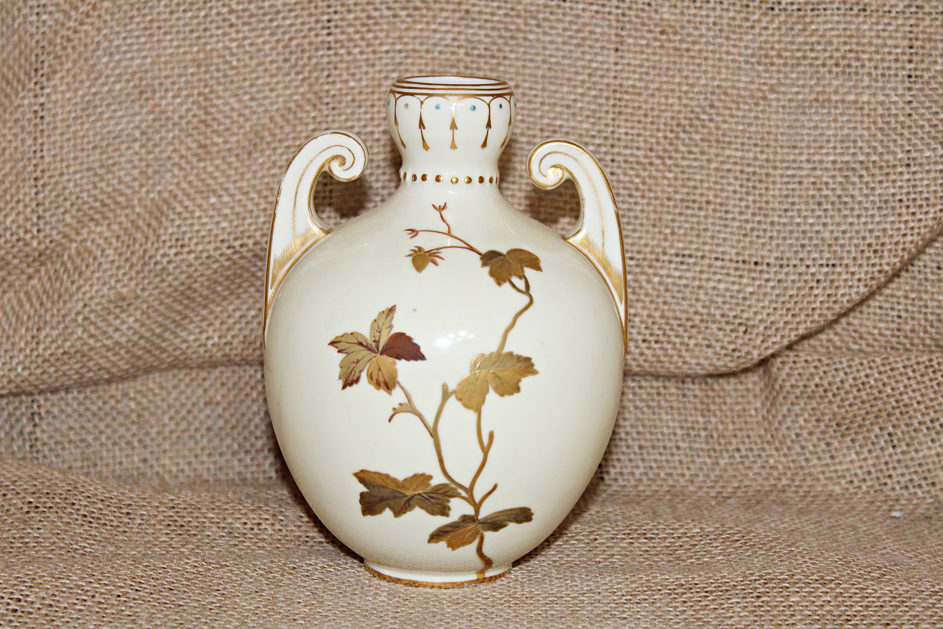 Crown Derby Urn Vase, Made in England, Double Handle, Gold Floral ...