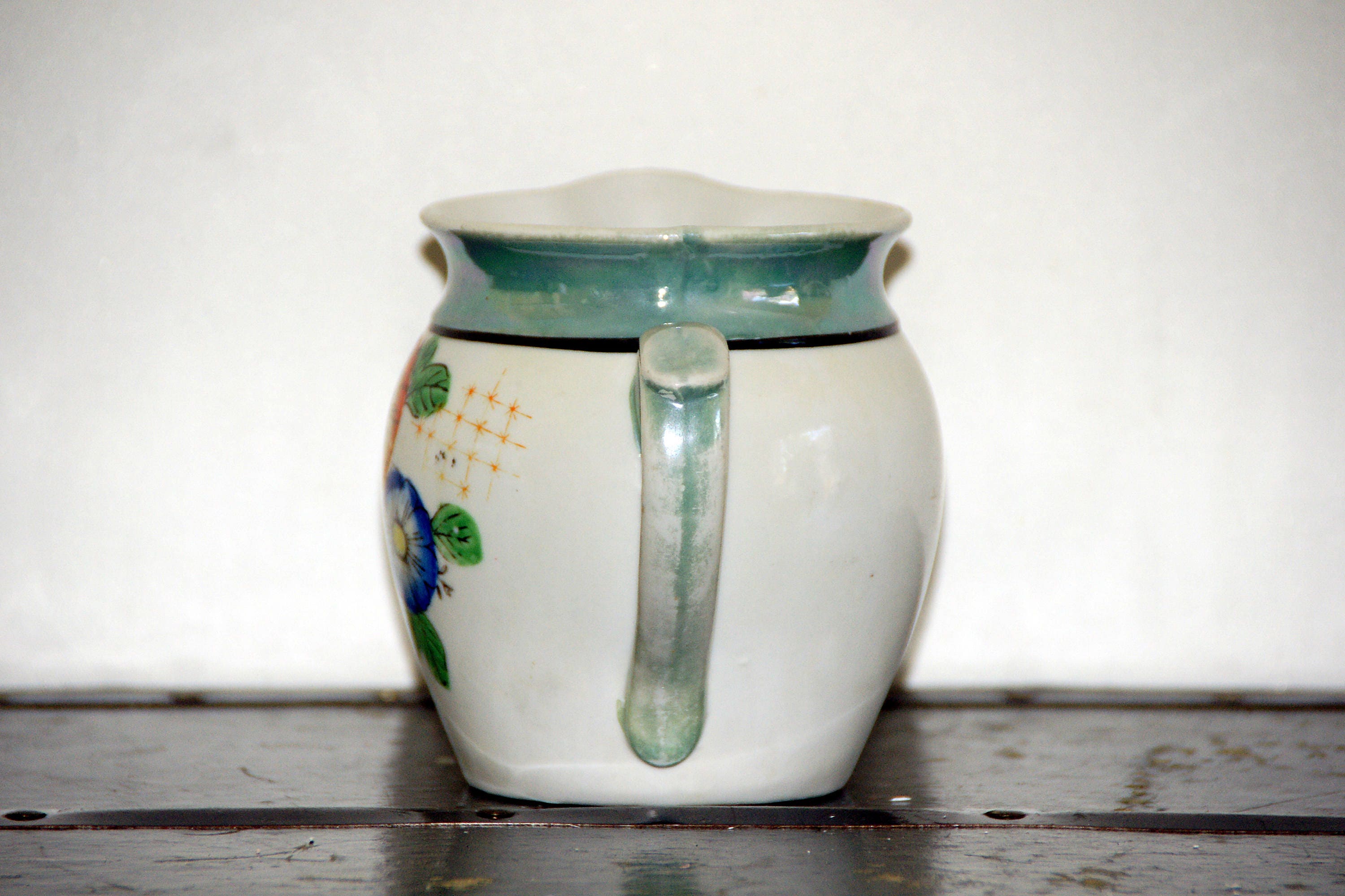 Floral Lustreware Pitcher Made in Japan 5 Inch Aqua Green | Etsy