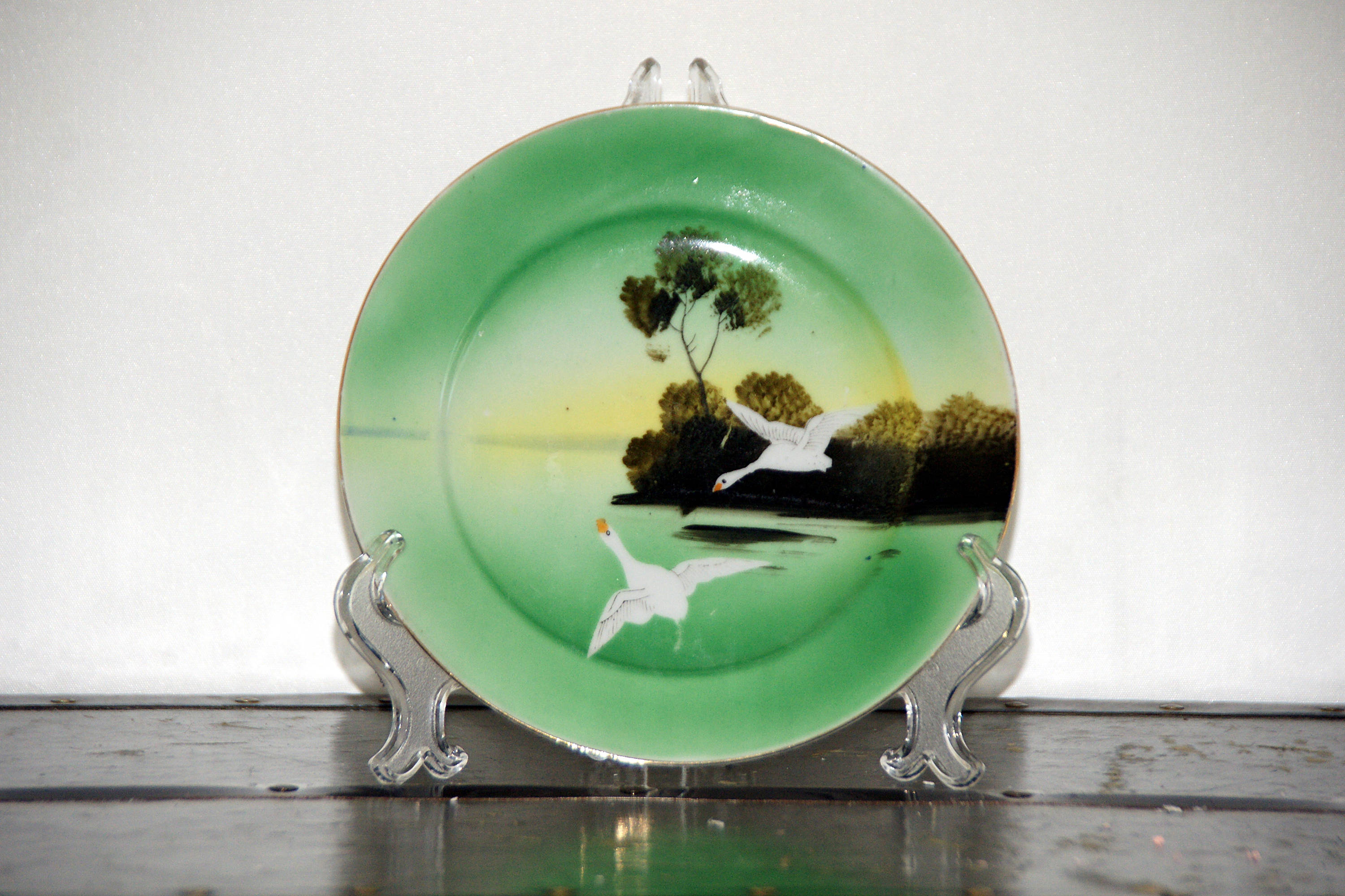 Takito Swan Plate Made in Japan Green River Marsh Scene - Etsy