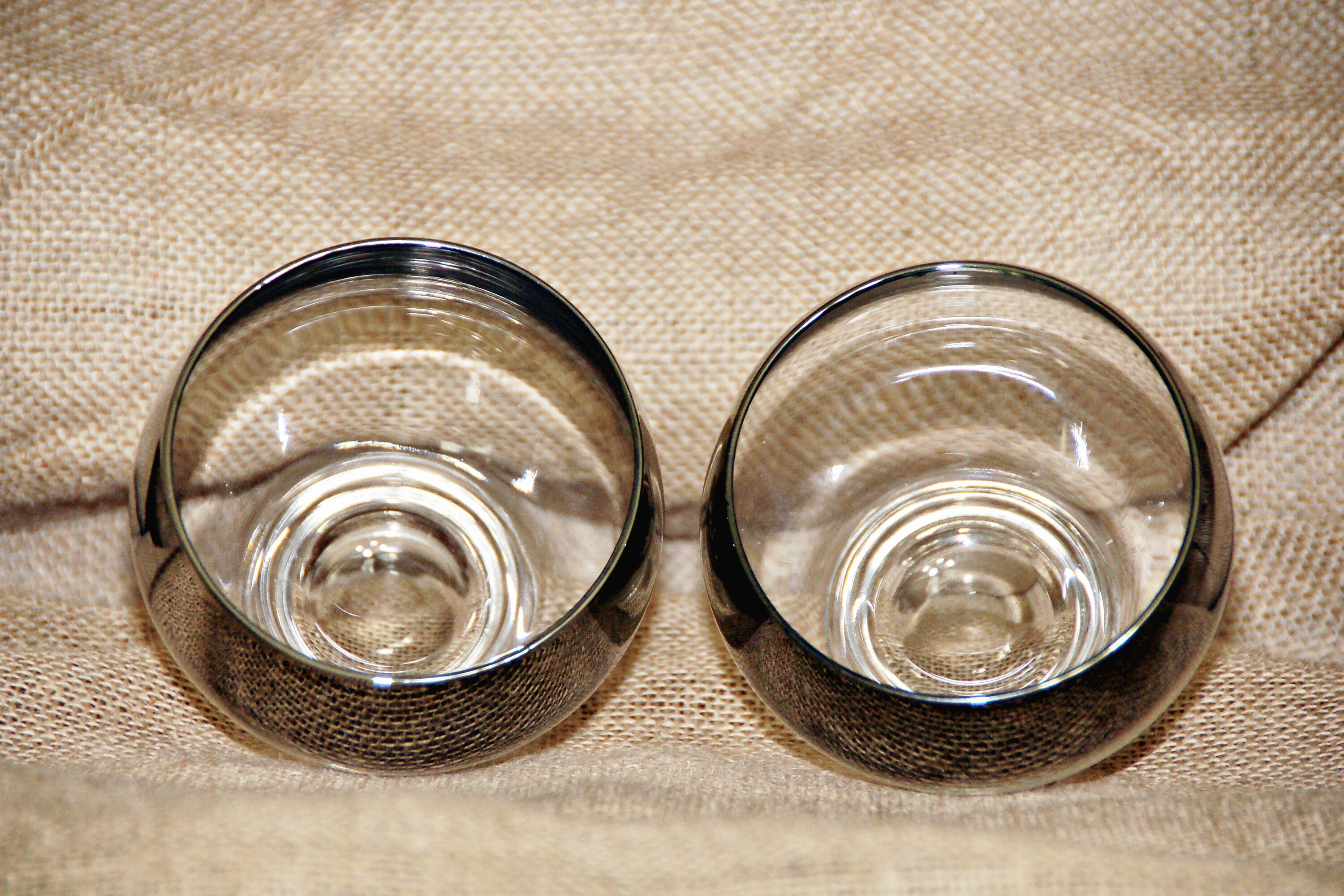 Metallic Rim Footed Rocks Glasses Pair Set of 2 Heavy Glass - Etsy