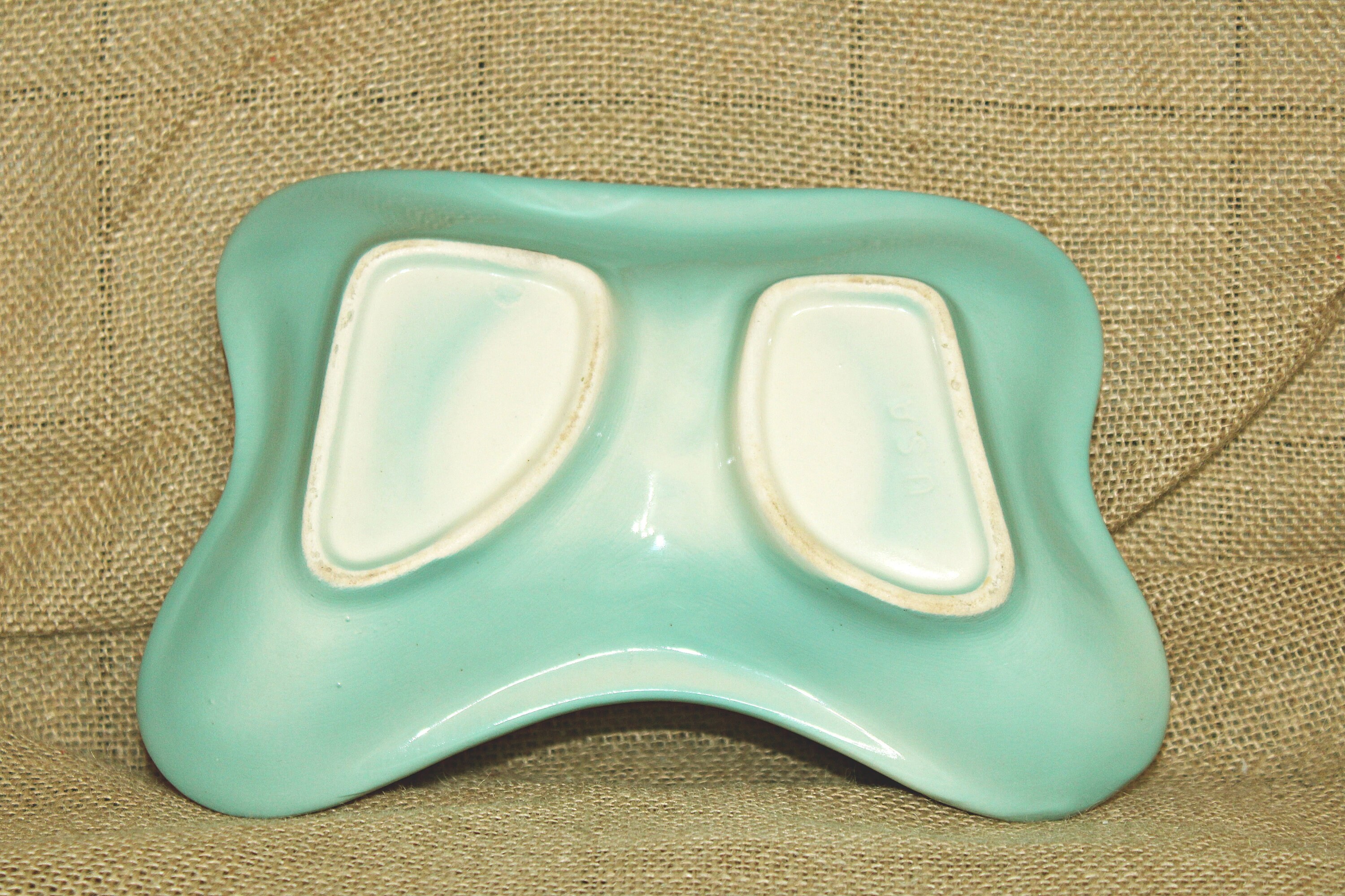 Atomic Butterfly Ashtray Aqua and White Made in USA - Etsy
