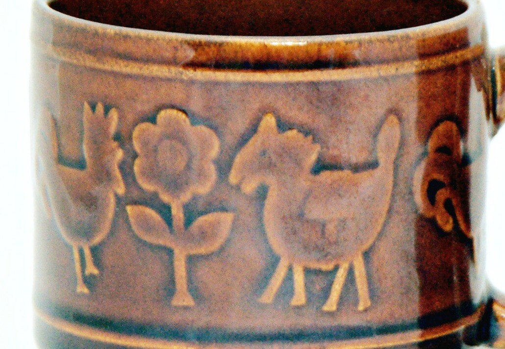 Farm Animals Stacking Mug, Set of 2, Floral, Brown, C Handle, Made in ...