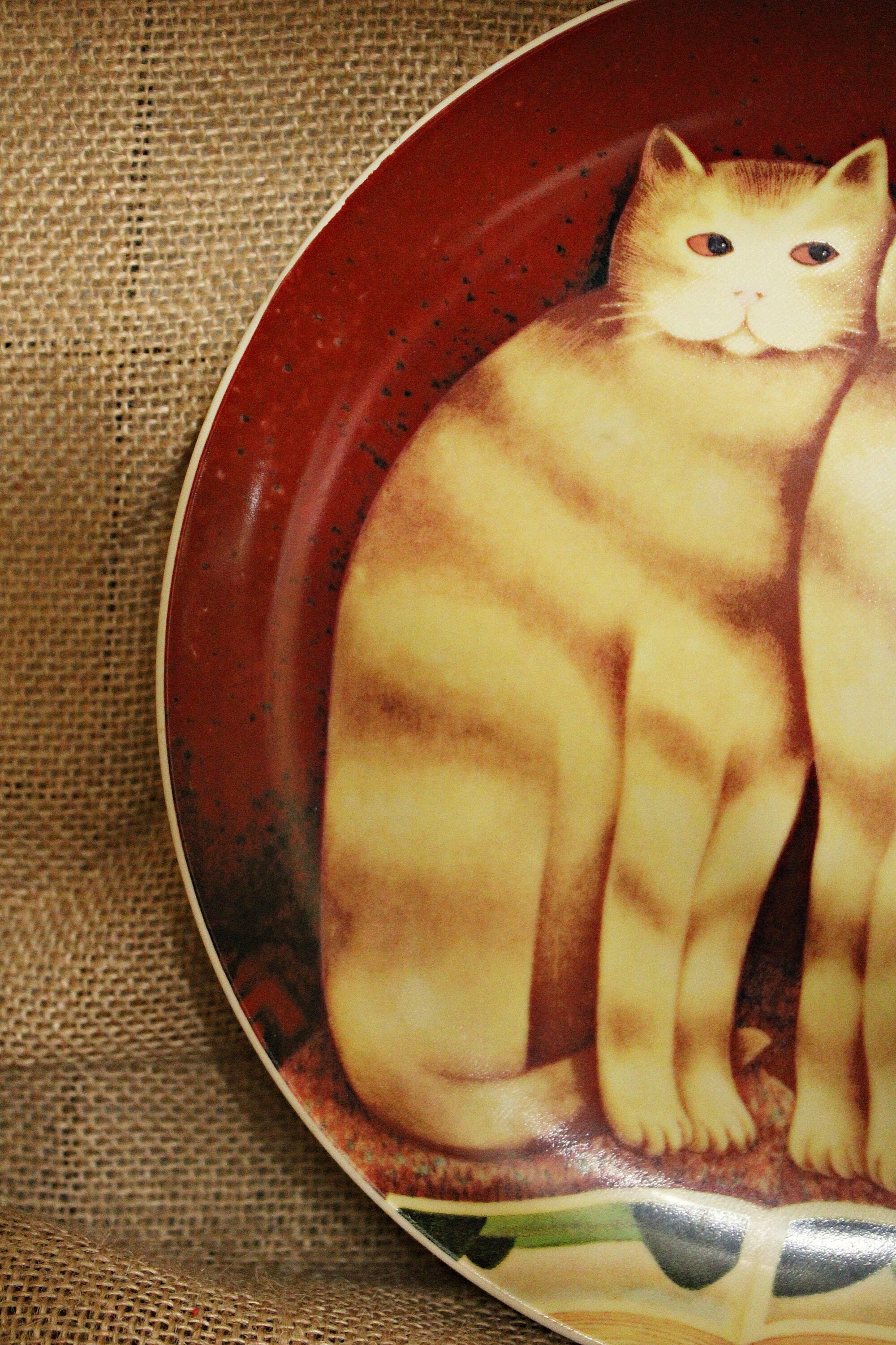 Dept 56 Francesca and Gordon Cat Plate Martin Leman Orange | Etsy