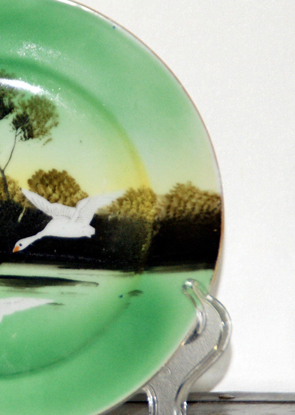 Takito Swan Plate Made in Japan Green River Marsh Scene - Etsy