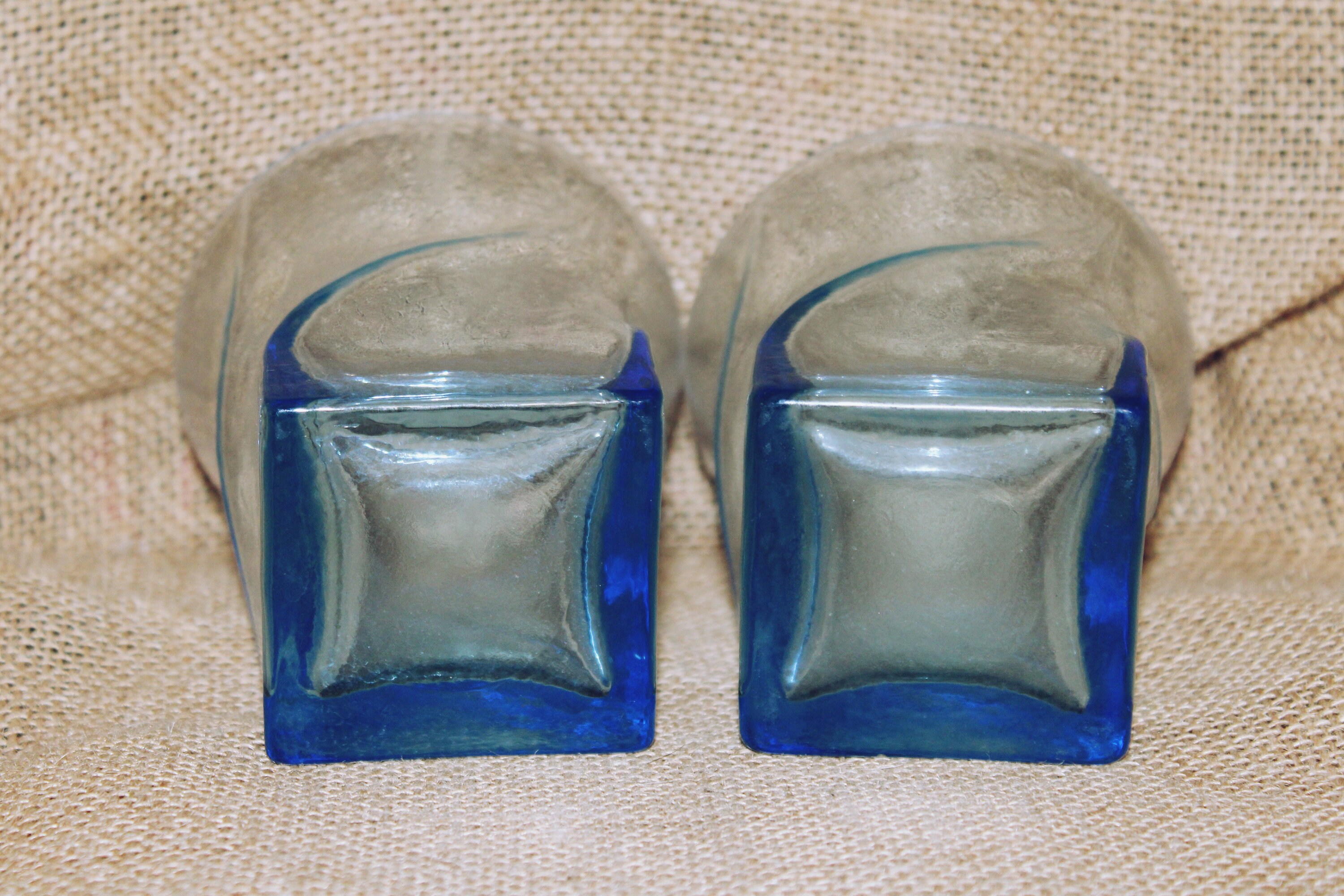 Blue Aqua Water Glasses, Wave Motif, Twist Design, Square Bottom, Juice ...