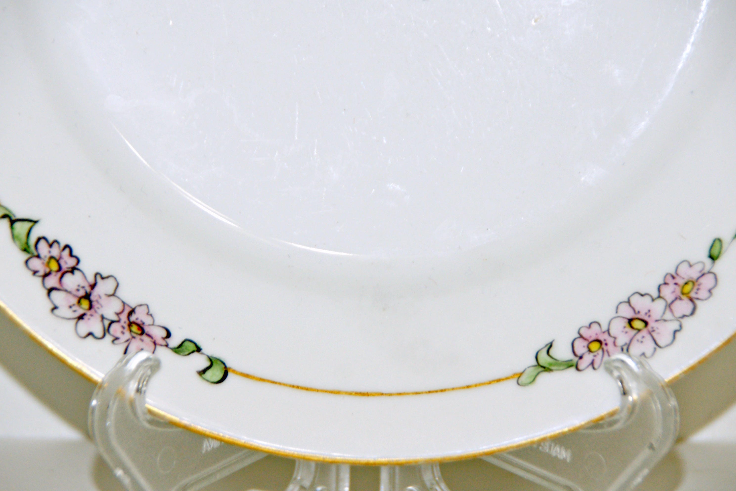 Pink Cherry Blossom Snack Plate Set of 2 Gilded Banded Rim - Etsy