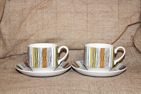Midwinter Sienna Cup and Saucer Set Pair Fall Colors - Etsy