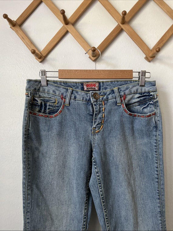 90s y2k NOBO low rise flare bootcut bling pocket jean… - Gem