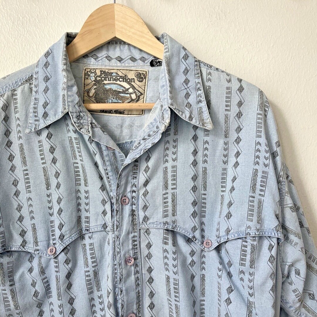 Vintage Pier Connection Mens Chambray All Over Southwestern Print ...