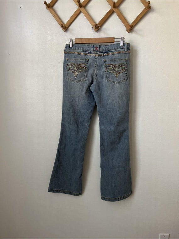 90s y2k NOBO low rise flare bootcut bling pocket jean… - Gem