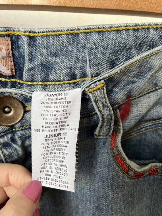 90s y2k NOBO low rise flare bootcut bling pocket jean… - Gem