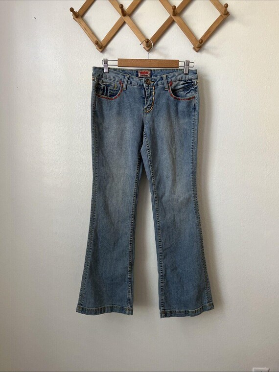90s y2k NOBO low rise flare bootcut bling pocket jean… - Gem