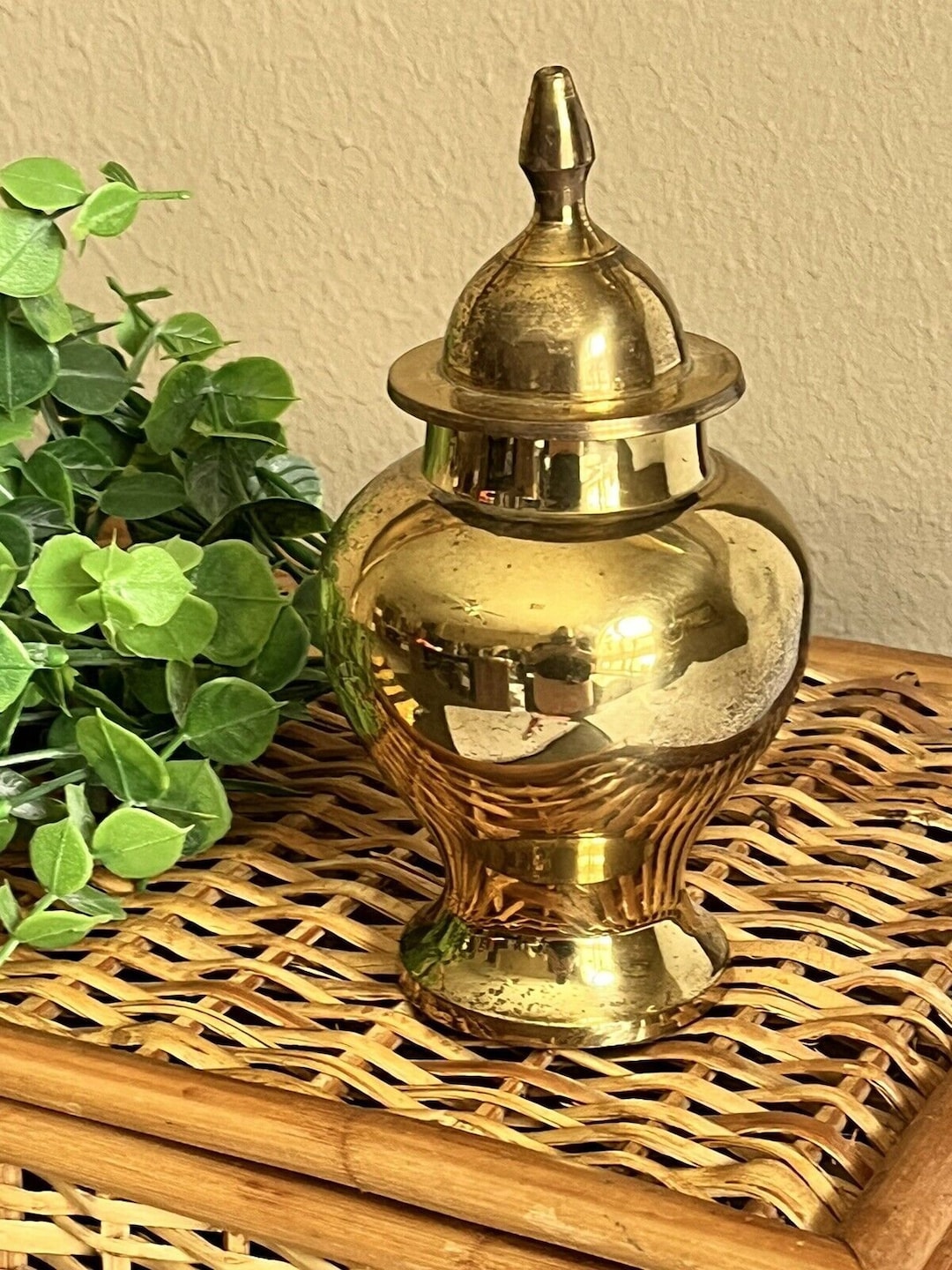 Vintage 1980s 90s Brass Mini Ginger Jar Urn 7 Tall With Lid Jungalow ...