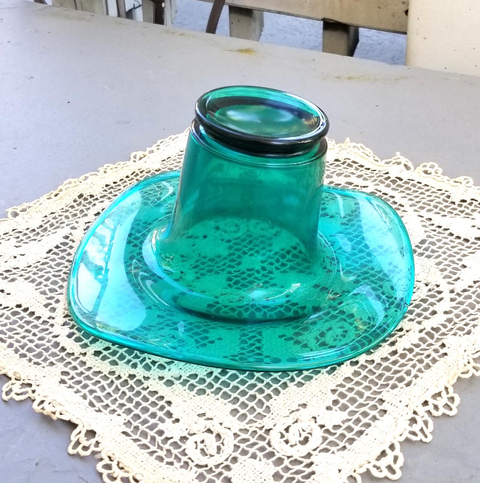 Art Glass Vase Turquoise Vintage Mold Blown Basket Liner - Etsy