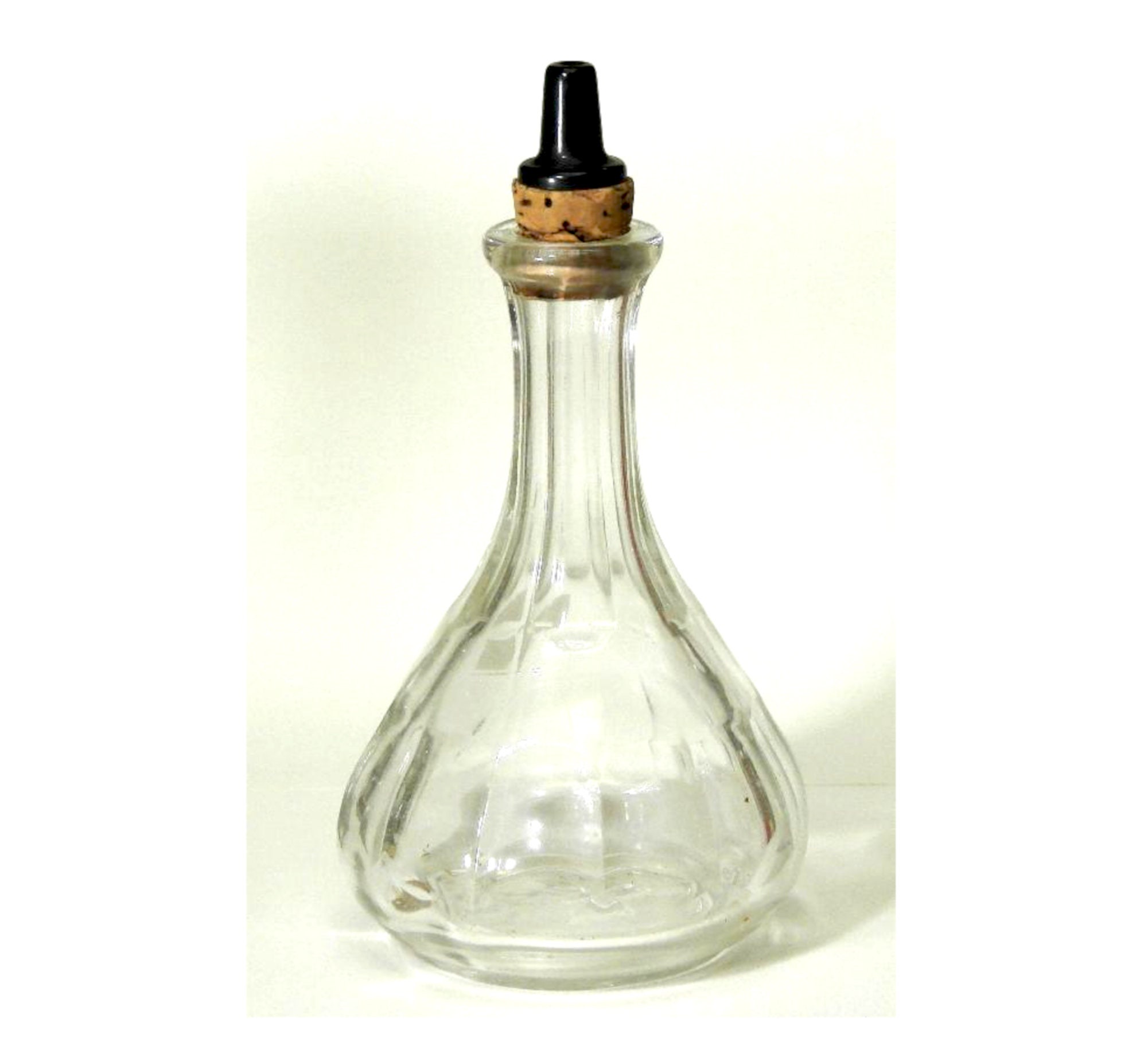 Antique Barber Bottle, Clear With Black Bakelite Stopper, Collectible ...