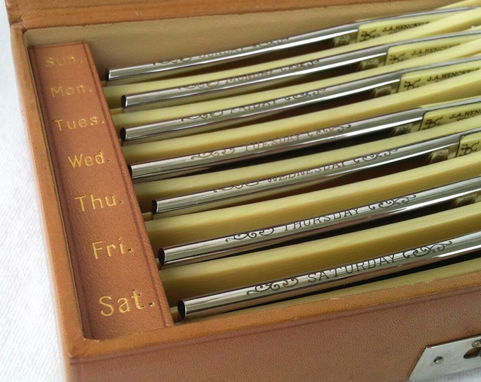 Seven Day Straight Razor Set in Case J. A. Henckels French Ivory Scales ...