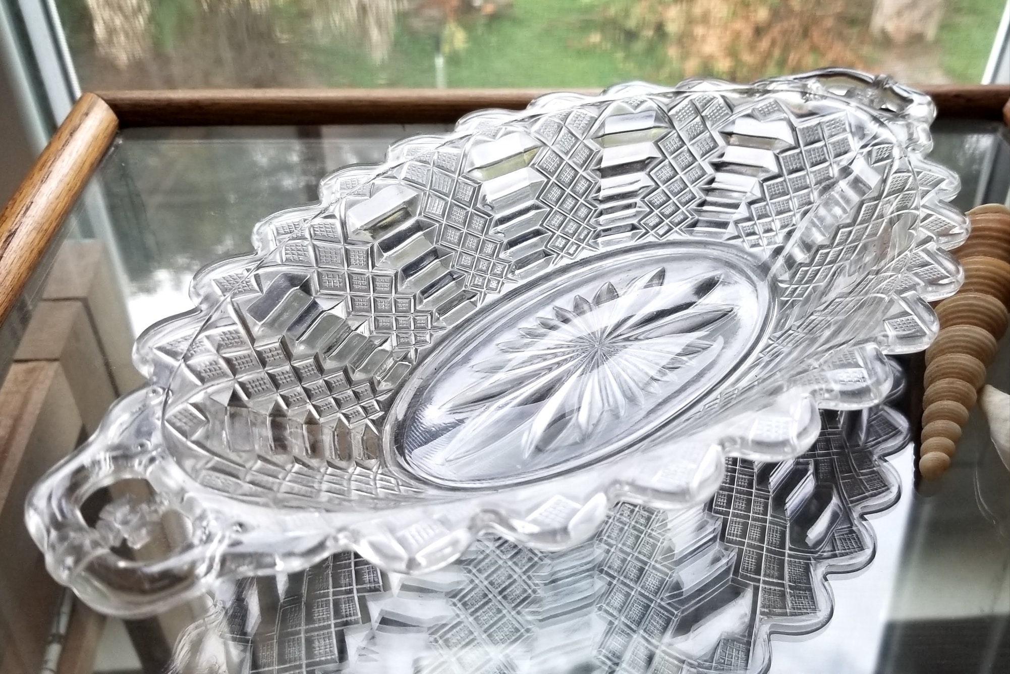 Antique Jacob's Ladder Pattern Glass Relish Dish EAPG - Etsy