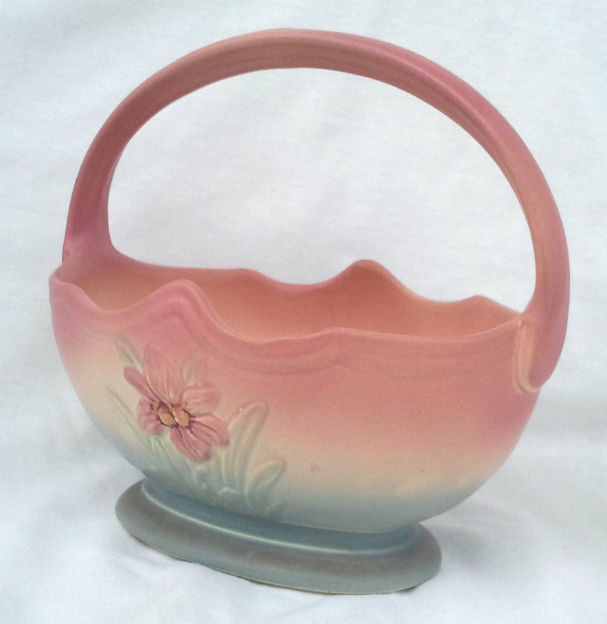 Hull Iris Basket Matte Pink Blue Yellow Authentic Hull Art Pottery ...