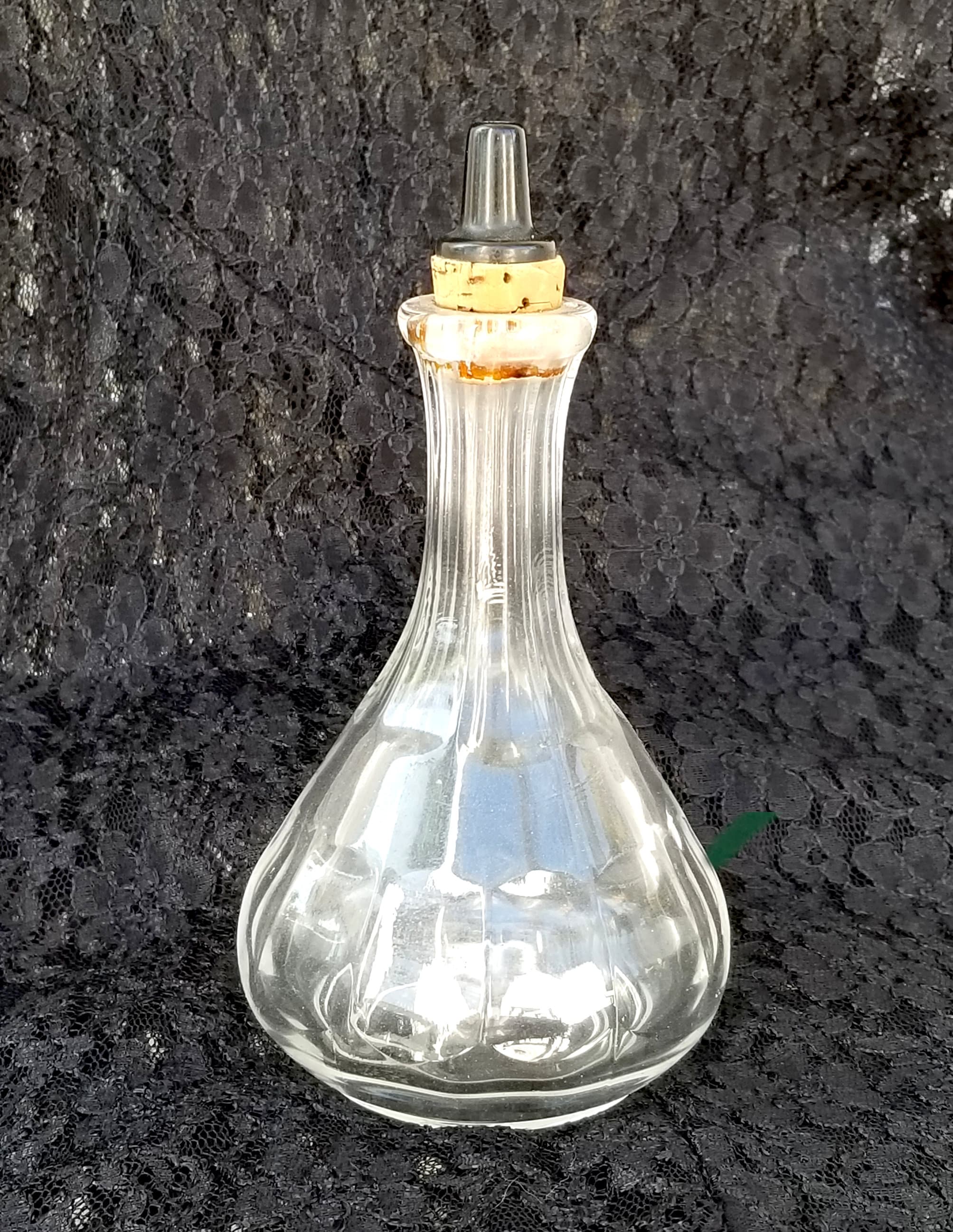 Antique Barber Bottle, Clear With Black Bakelite Stopper, Collectible ...