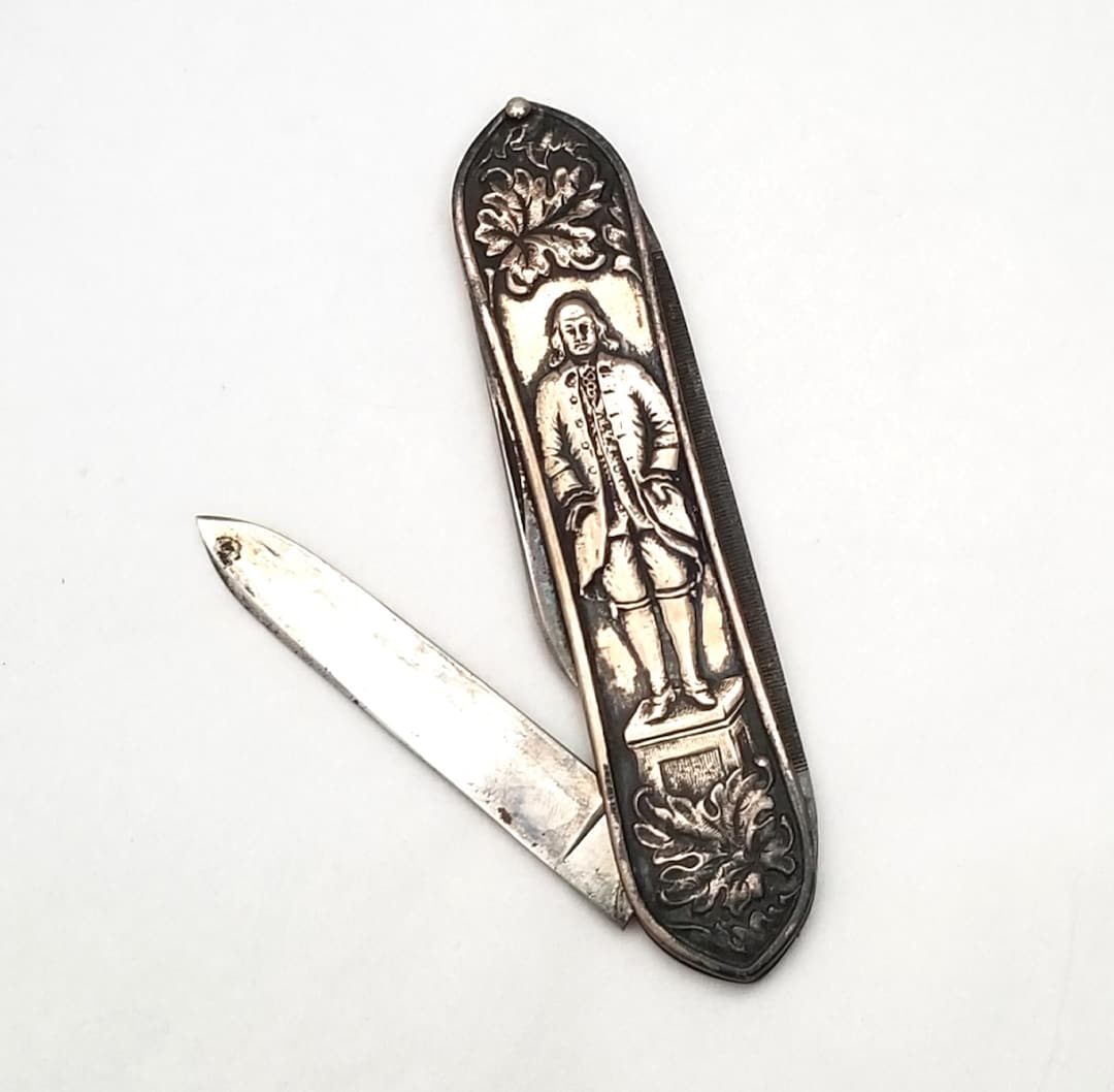 HTF Ben Franklin Sterling Silver Advertising Pocket Knife - Etsy