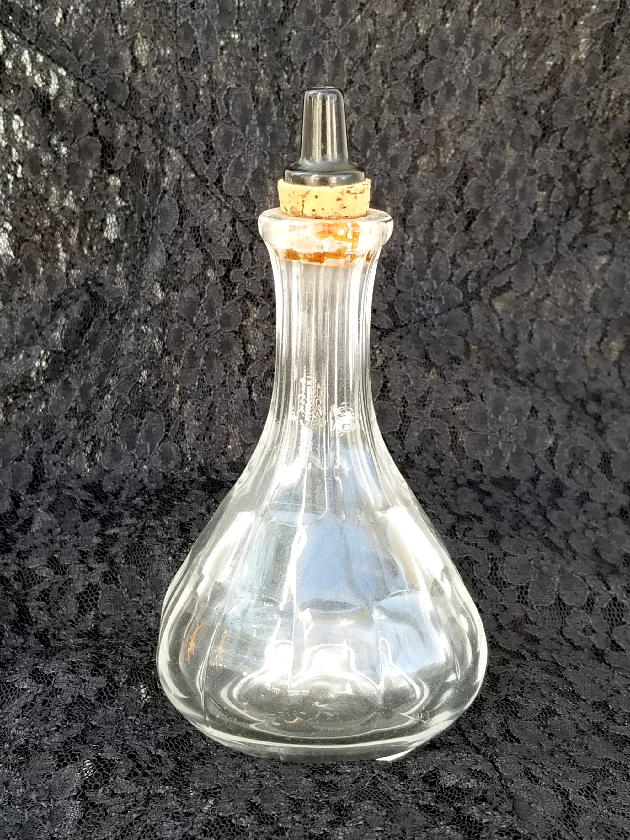 Antique Barber Bottle, Clear With Black Bakelite Stopper, Collectible ...