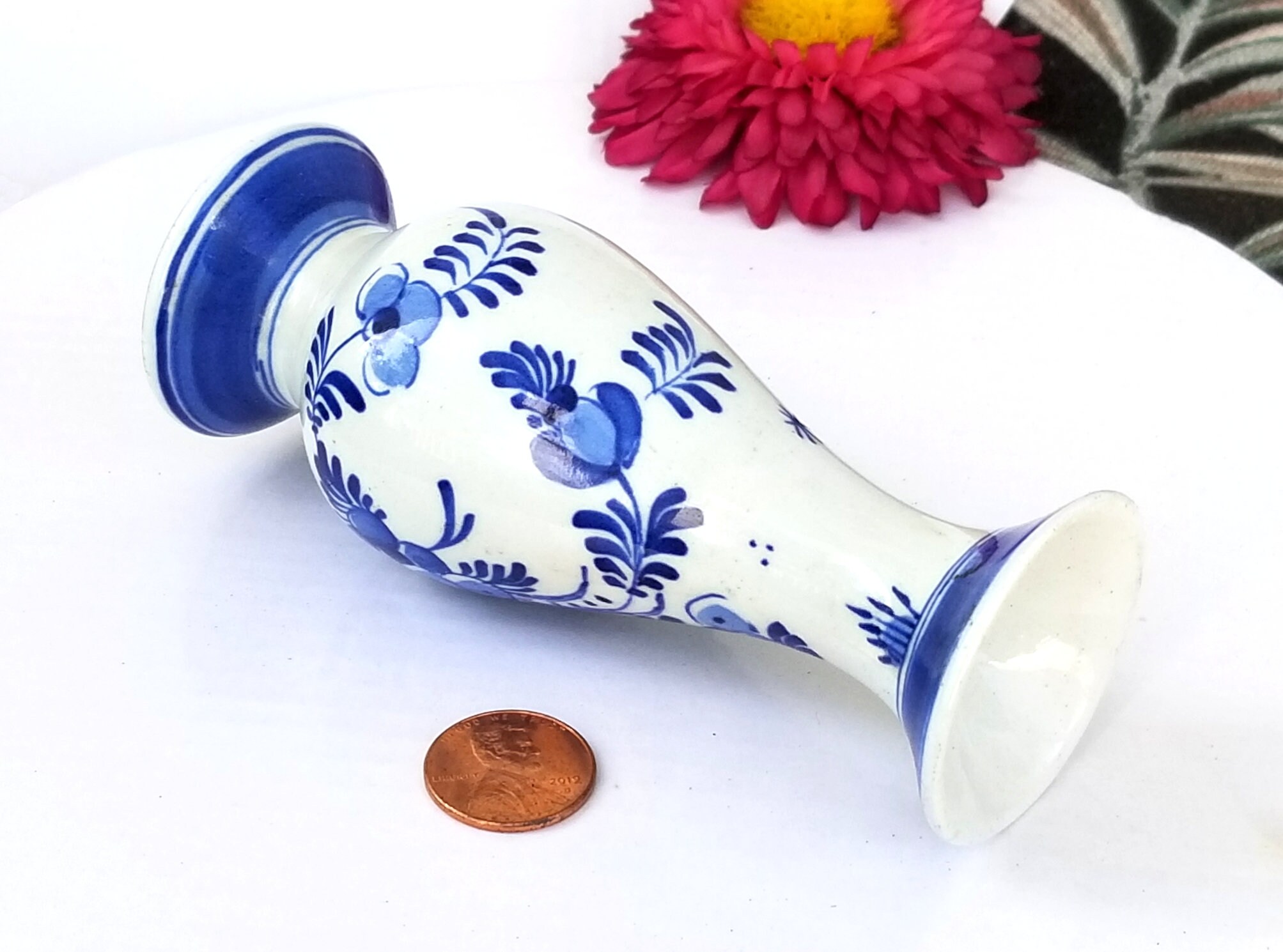 Price Drop Vintage Delft Bud Vase by Cook Pottery, USA, Blue and White ...