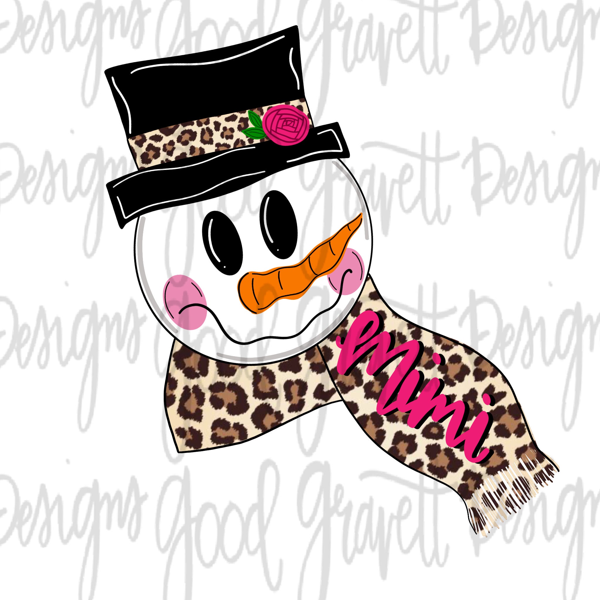 Mimi Leopard Snowman PNG for Sublimation or Print - Etsy