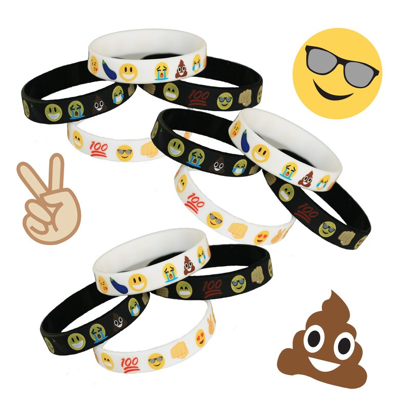 10 Count Emoji Birthday Party Favor Bracelets / Emoji | Etsy