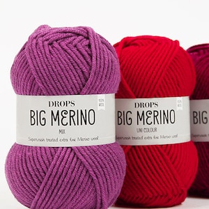 Aran Merino Yarn, Merino Wool Yarn Worsted, Drops Big Merino Superwash ...