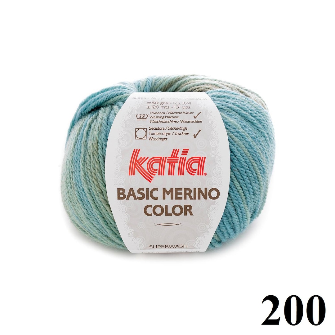 Katia Basic Merino Color, Merino Superwash Wool, Sport Weight Merino ...