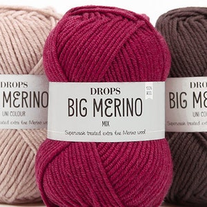 Aran Merino Yarn, Merino Wool Yarn Worsted, Drops Big Merino Superwash ...